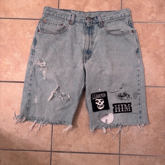Levi's | Shorts | Mens Light Blue Distressed Custom Jorts | Poshmark